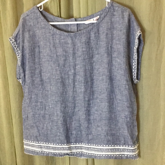 Sigrid Olsen | Tops | Sigrid Olsen Linen Embroidered Hem Top Small ...